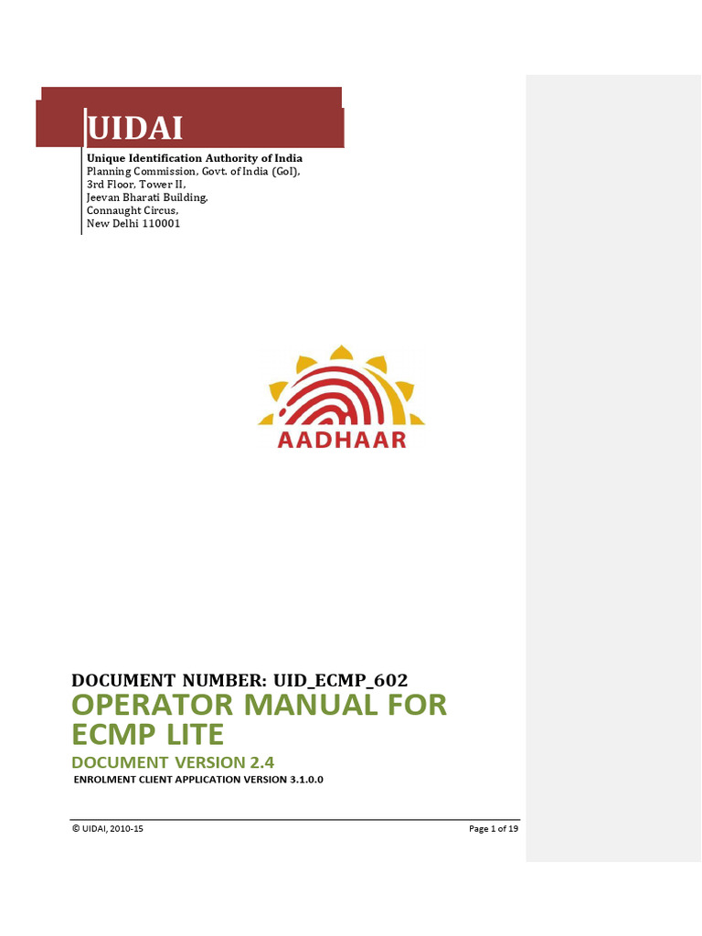 602 ECMP EnrolmentClient Lite OperatorManual | PDF | Databases ...