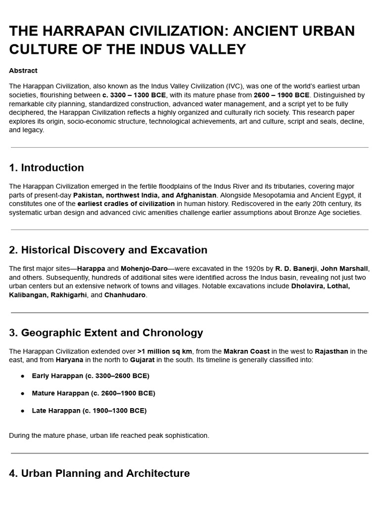 THE HARRAPAN CIVILIZATION ANCIENT URBAN CULTURE OF THE INDUS VALLEY | PDF