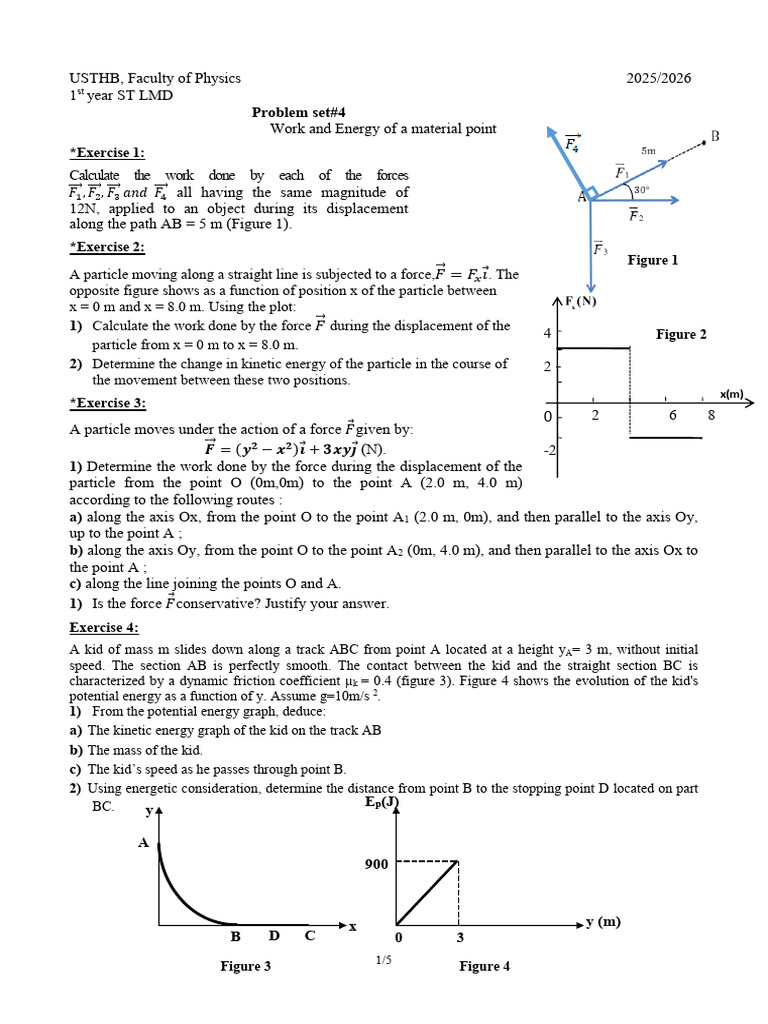 Work and Energy Problems for Physics Students | PDF | Force | Friction