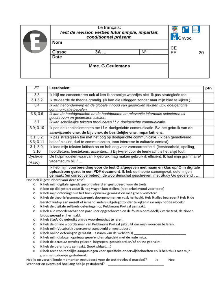 Test de Revision Verbes Futur Simple Imparfait Conditionnel Présent | PDF