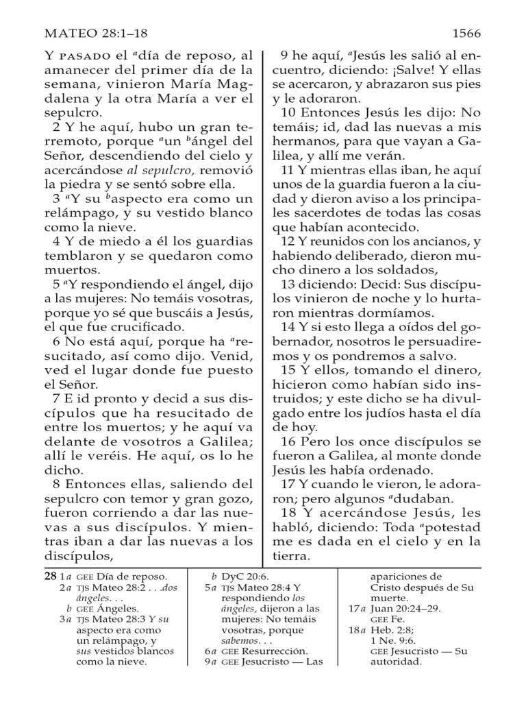 Resurrección de Jesús en Mateo 28 | PDF | Jesús | La resurrección de Jesús