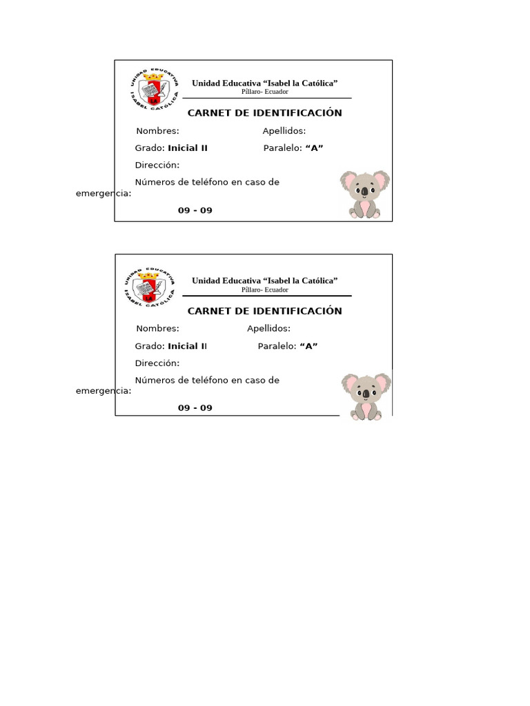 Carnet de Identificación Escolar | PDF