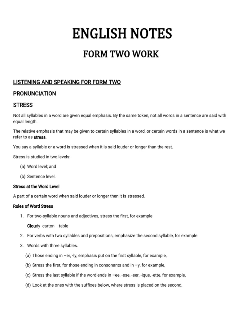 FORM-2-ENGLISH-NOTES | PDF