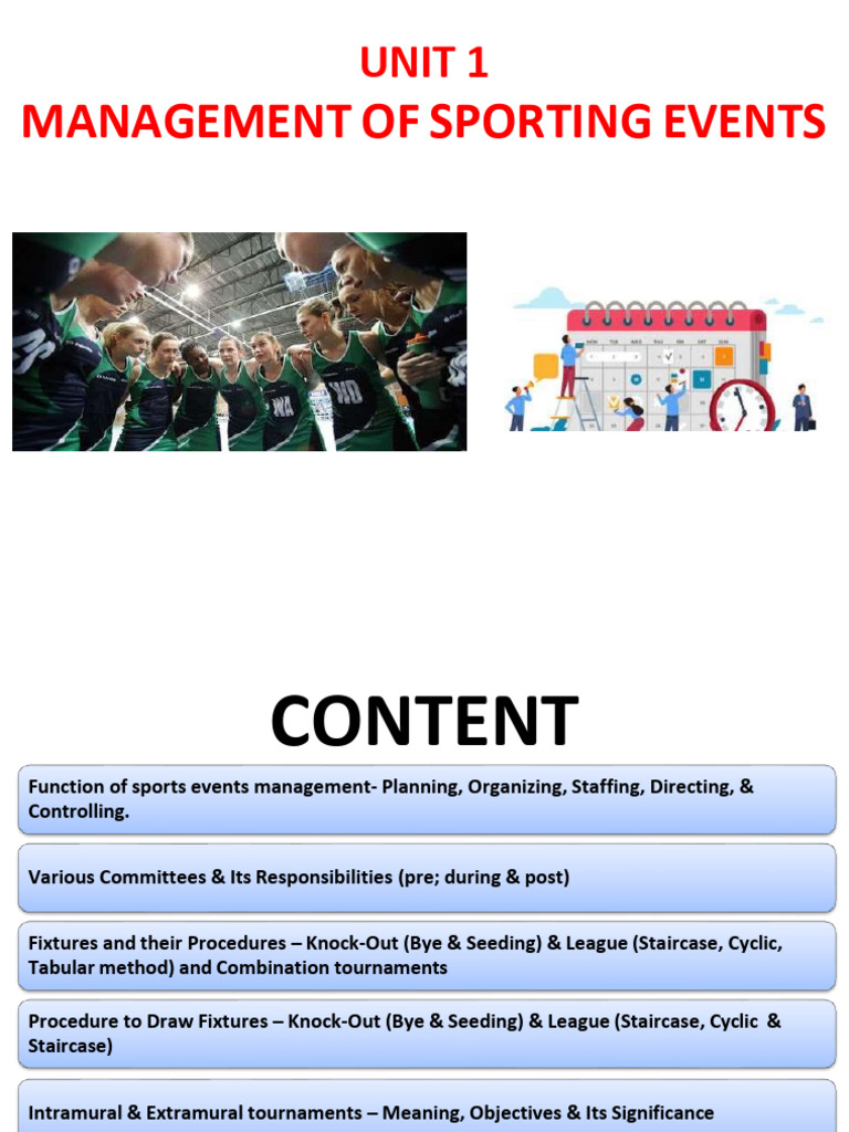 Sports Event Management Guide | PDF | Planning | Tournament