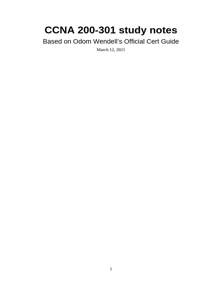 CCNA 200-301 Study Notes Guide | PDF | I Pv6 | Telecommunications