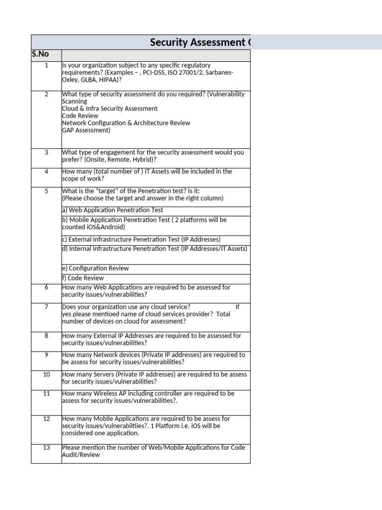 Security Assessment Questionnaire Guide | PDF | Virtual Private Network ...