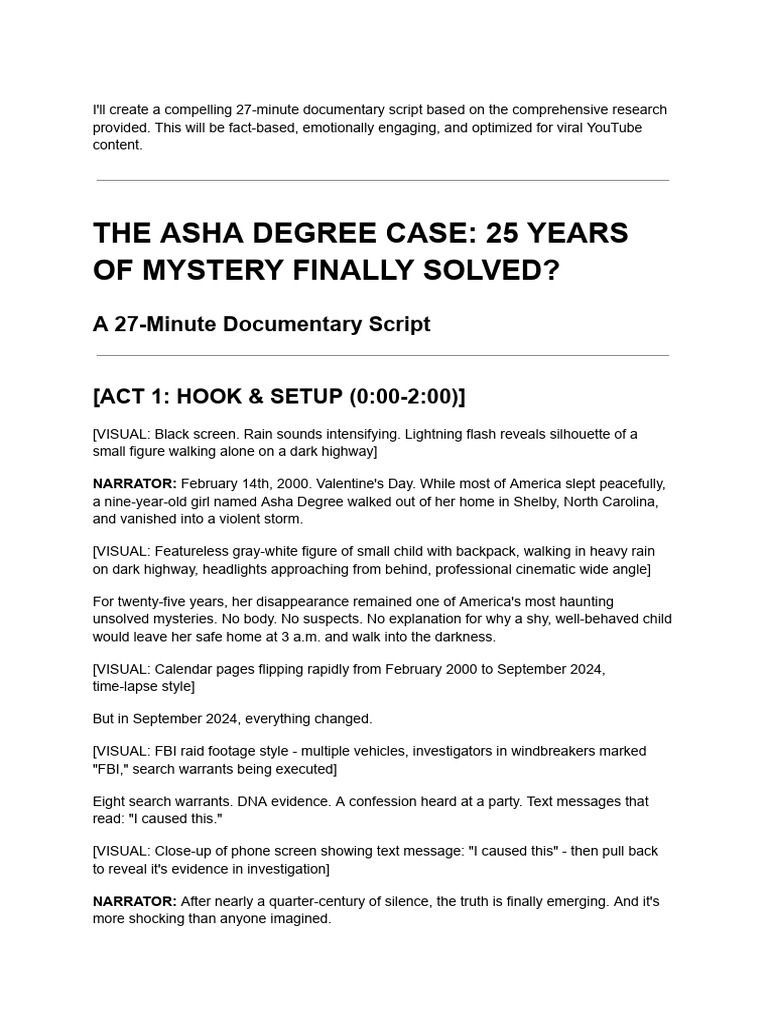 Asha Degree Script | PDF | Polygraph