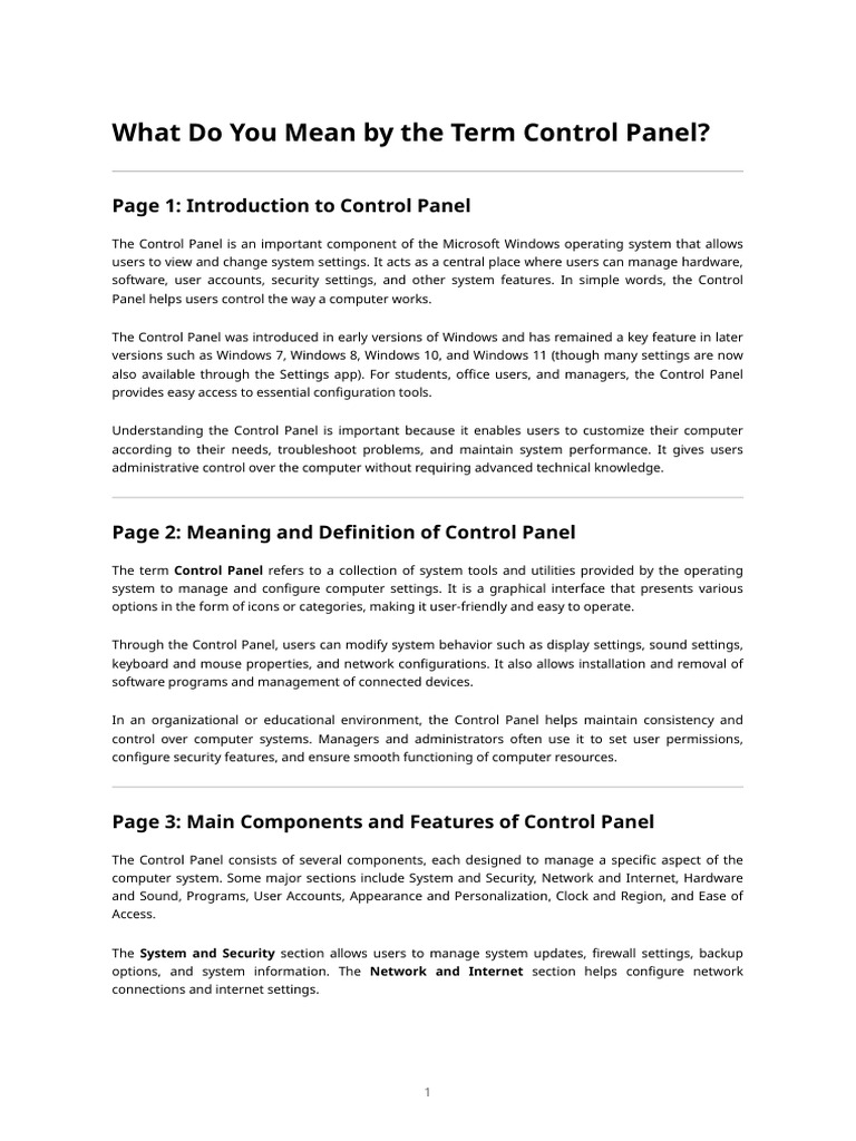 Understanding Windows Control Panel | PDF | Window (Computing) | User ...