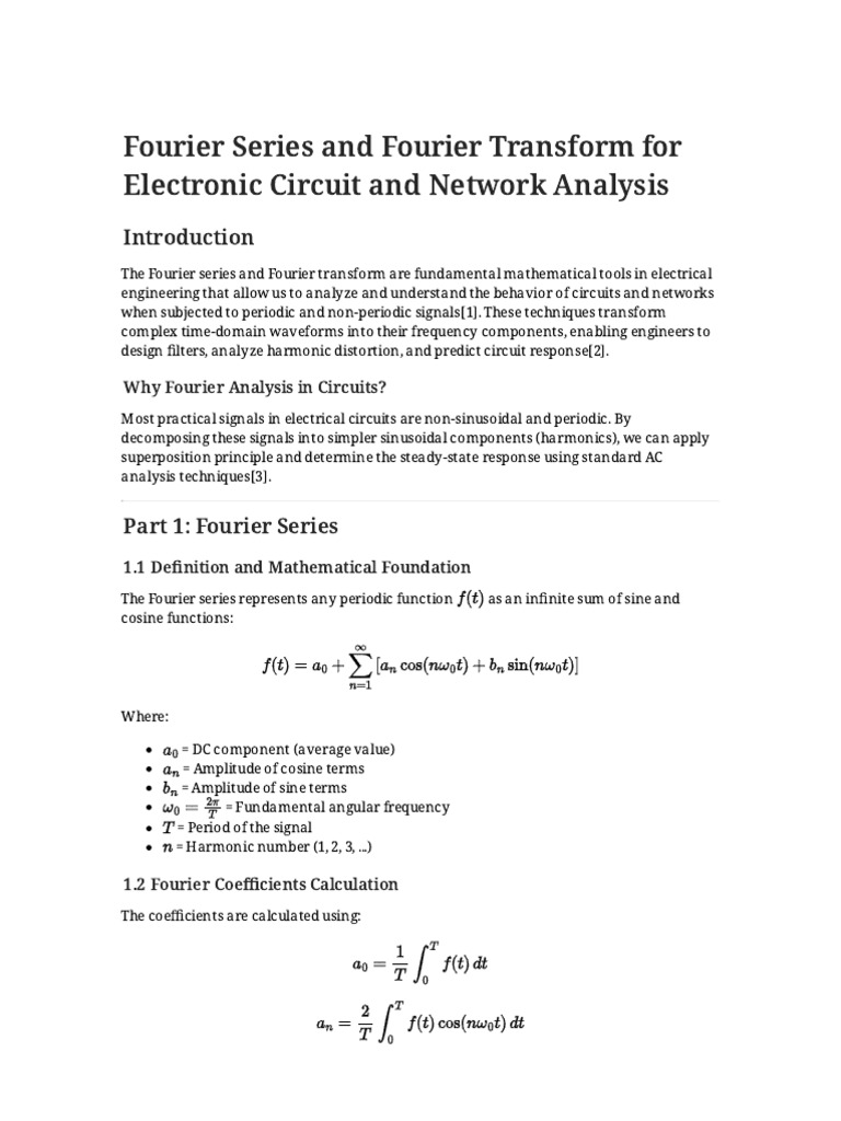 Fourier Analysis Circuit Networks | PDF | Fourier Series | Sine Wave