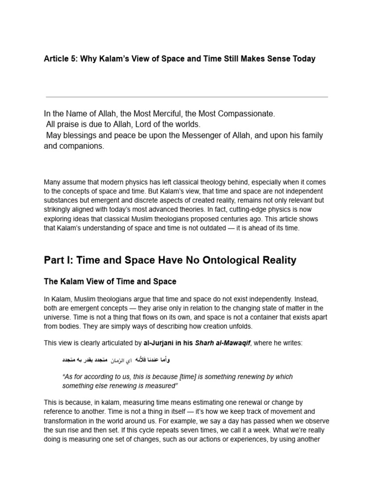 Article 5 - 6 - Why Kaljam's View of Space and Time Still Makes Sense ...