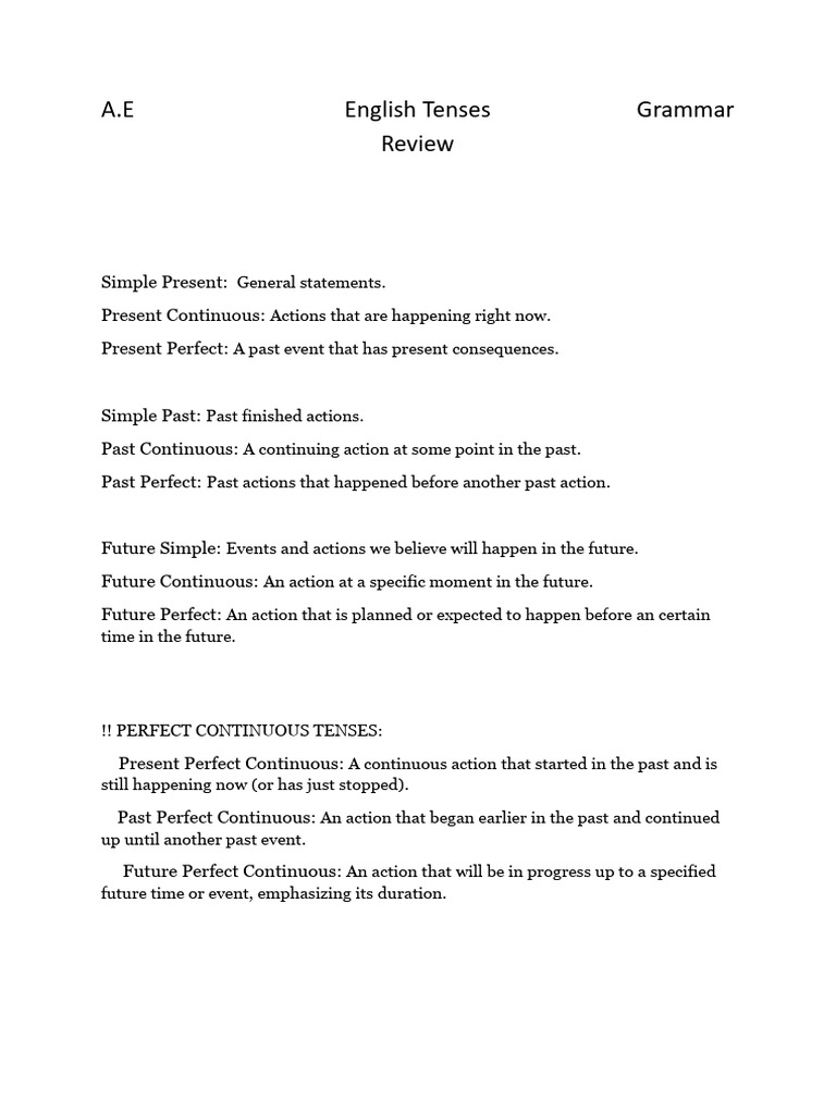 English Tenses Review | PDF