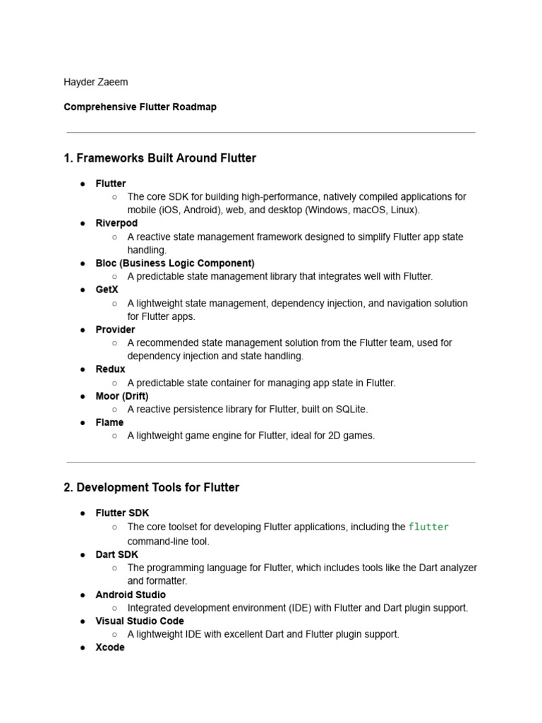 Roadmap of Flutter -1 | PDF | Software | Software Engineering