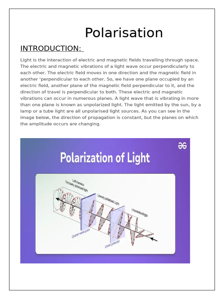 Polarisation | PDF | Polarization (Waves) | Waves