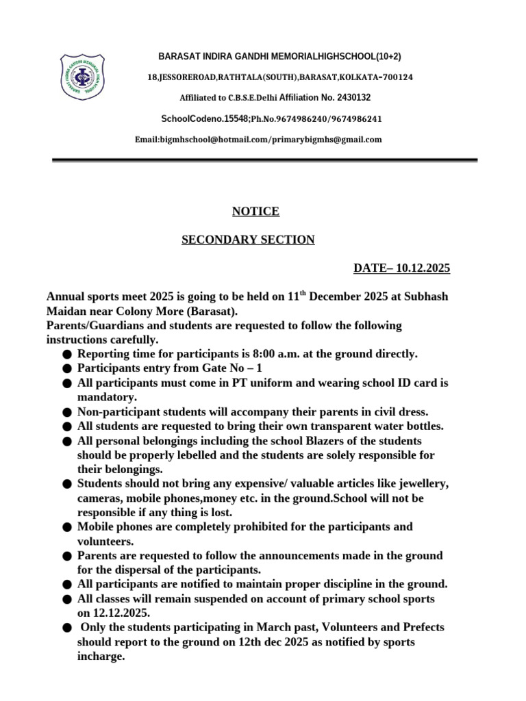 Sports Notice | PDF