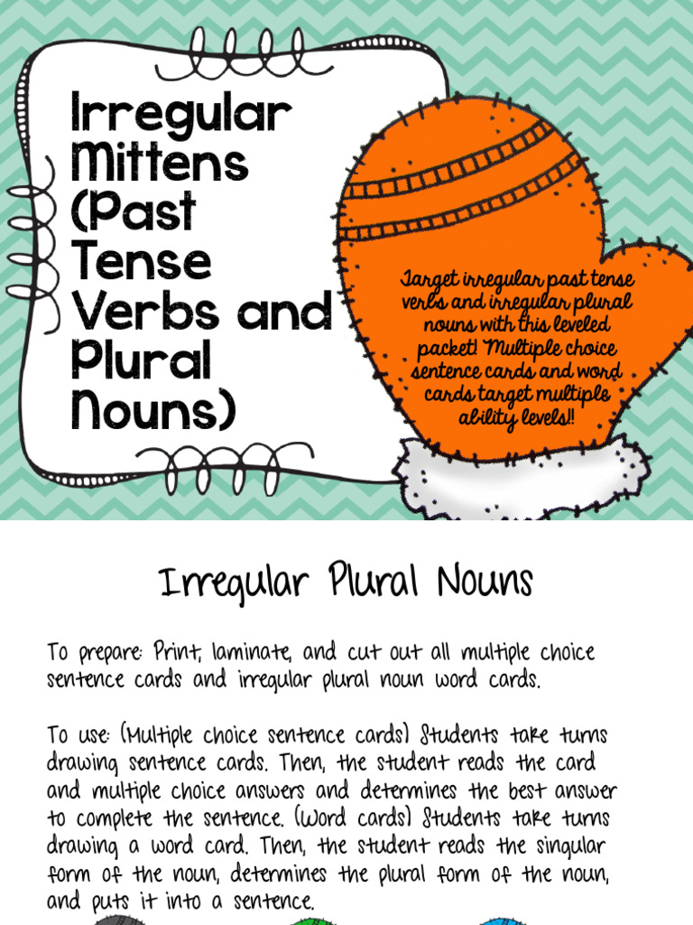 Irregular Verbs and Nouns Practice Pack | PDF | Plural | Grammatical Number