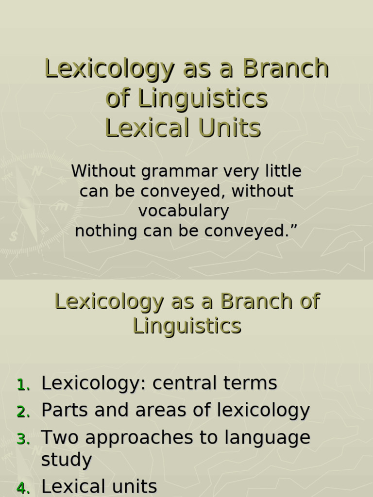 Understanding Lexicology in Linguistics | PDF | Lexicology | Linguistics