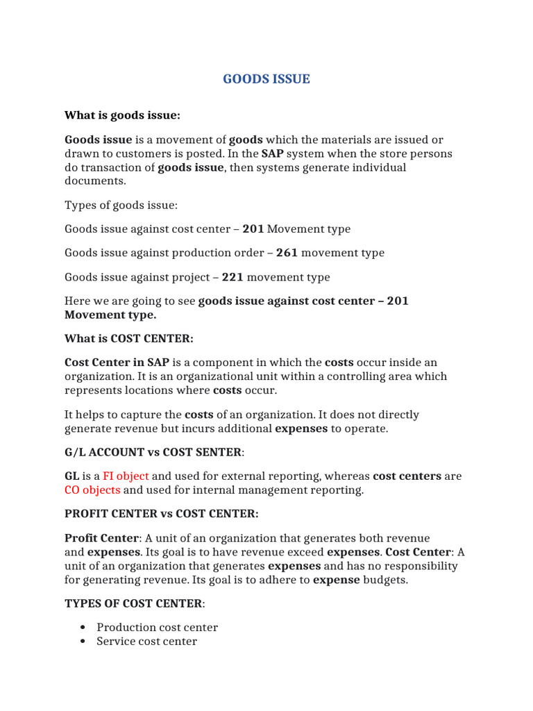 Goods Issue | PDF