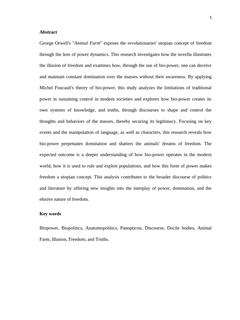 The Illusion of Freedom in Animal Farm (Autosaved) | PDF | Michel Foucault