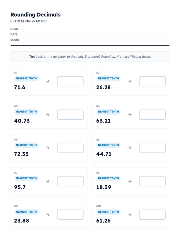 Unlimited Free Rounding Decimals Worksheet PDF | PDF | Arithmetic ...
