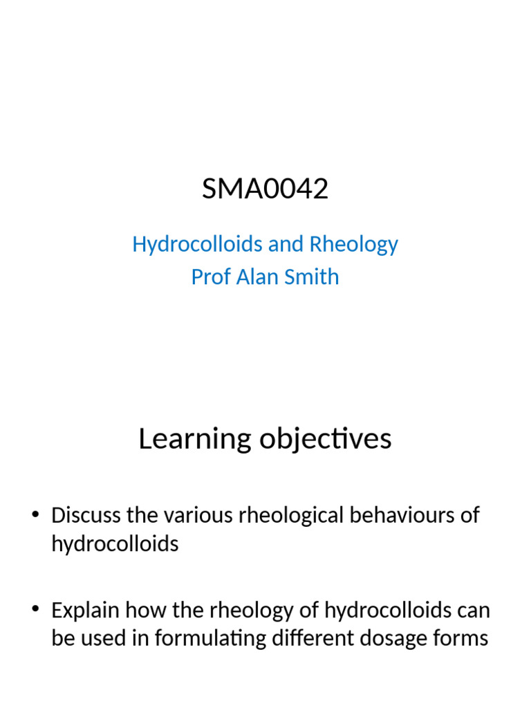 SMA0042 Hydrocolloids and Rheology | PDF | Rheology | Viscosity