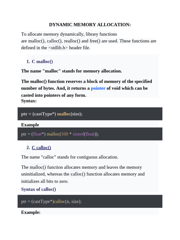 Dynamic Memory Allocation | PDF | Computing | Operating System Technology