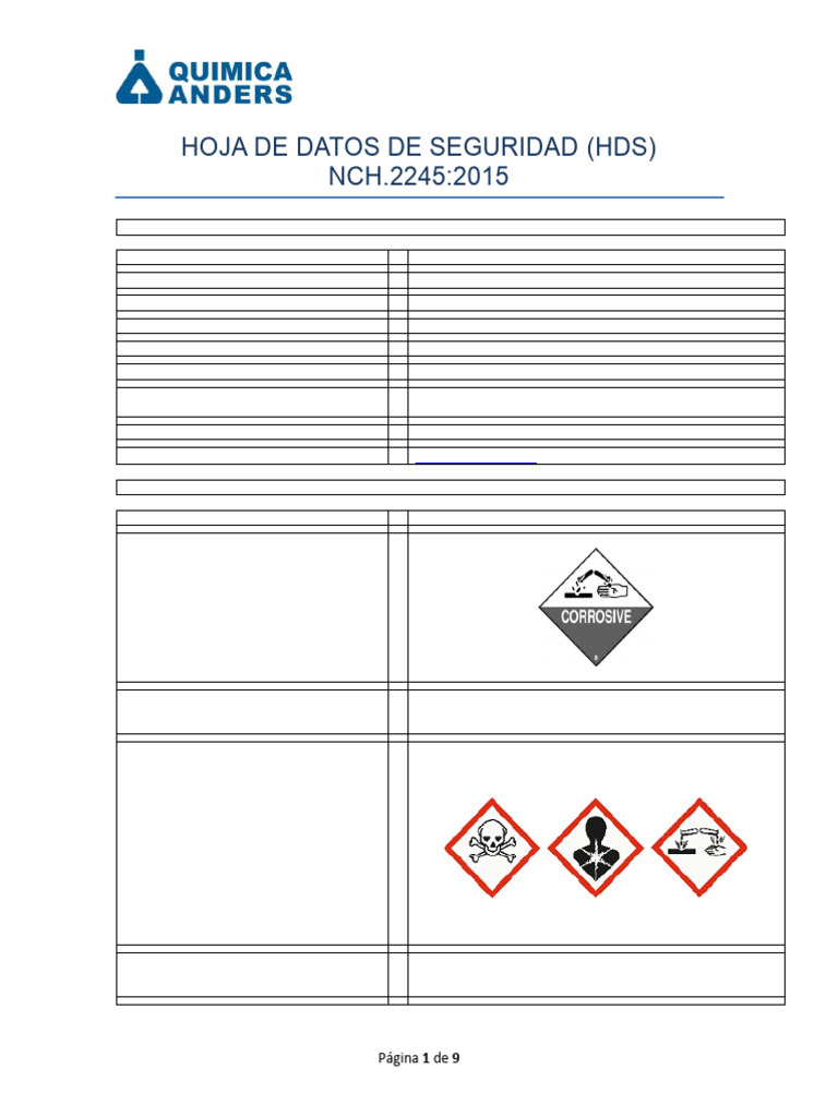 Ancamine 2264 NCH 2015 HDS | PDF | Quemar | Amoníaco