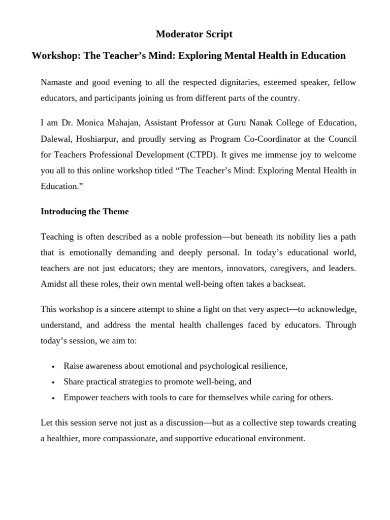 Moderator Script New | PDF | Psychology
