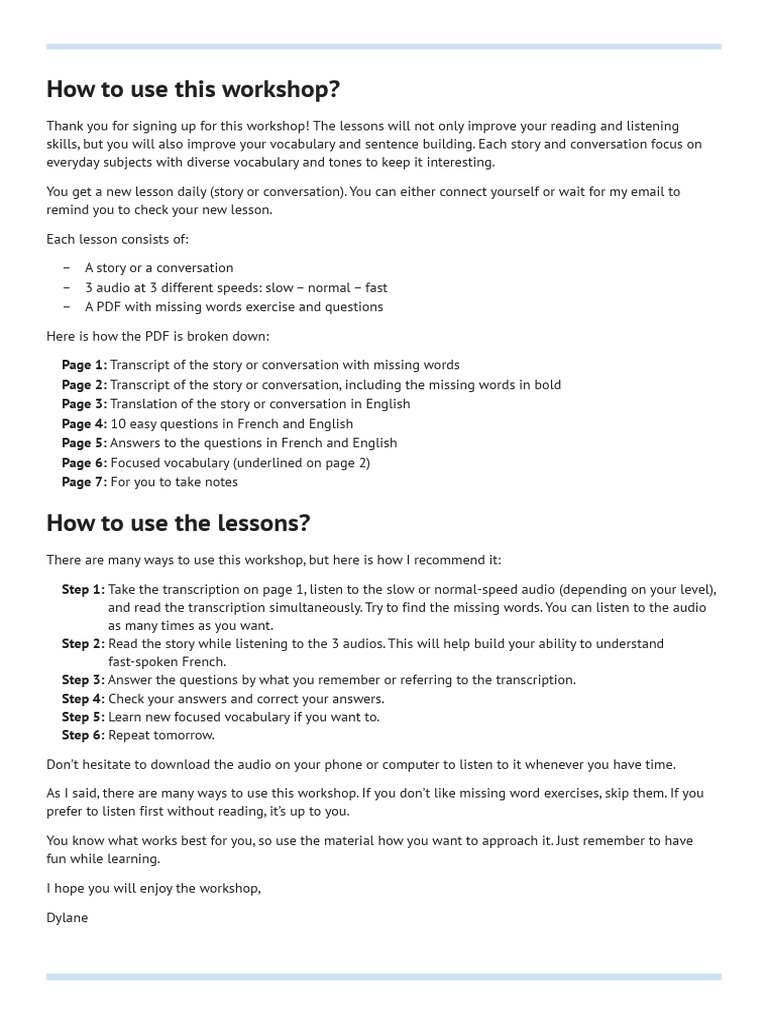 How To Use This Workshop | PDF