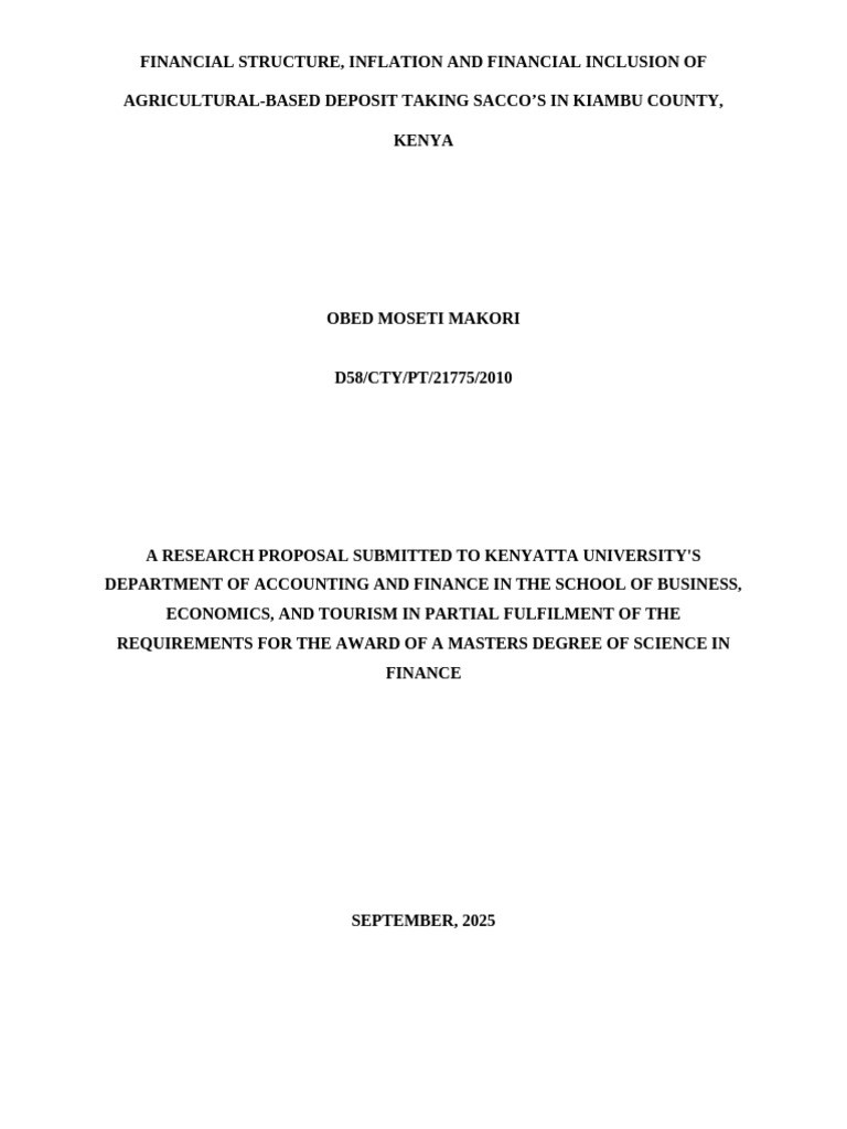 Obed Makori Msc. Finance Thesis | PDF | Financial Inclusion | Inflation