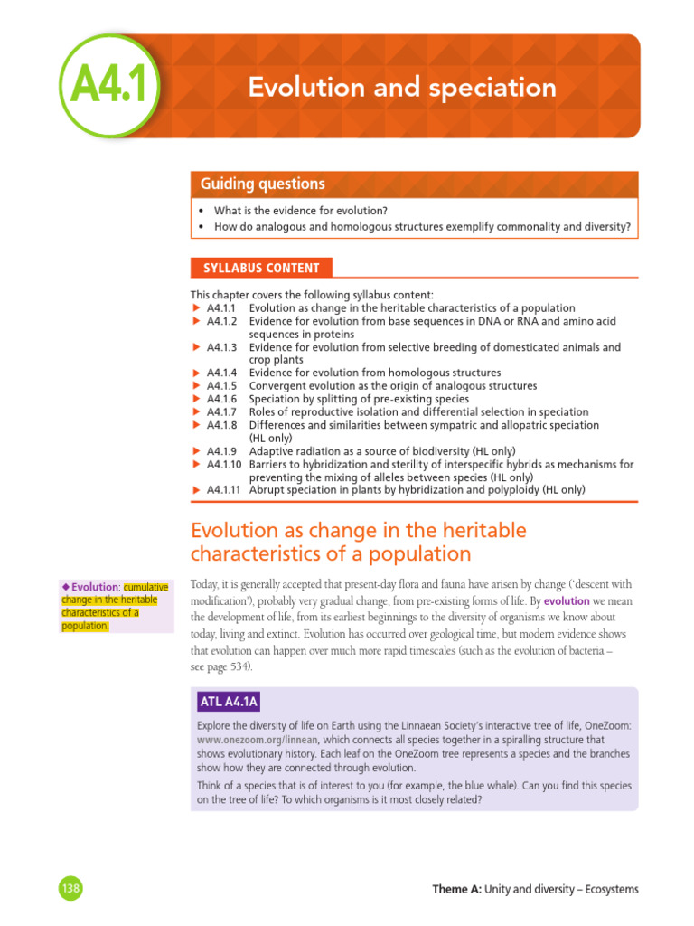 Evolution and Speciation Evidence | PDF | Heredity | Evolution