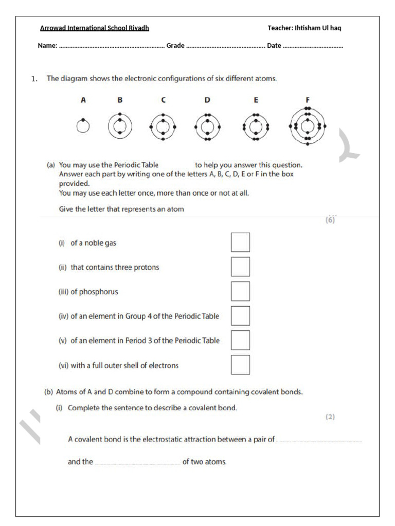 Past+Paper+Questions+Electron+Configuration | PDF