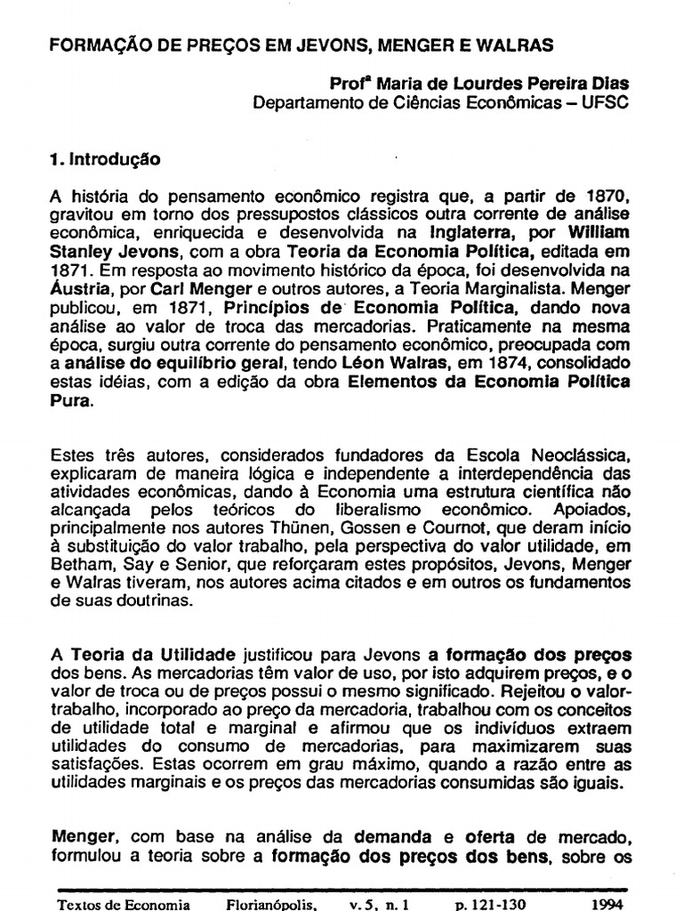 Texto Aula Extra_definição de Valor Jevon_menger_walras | PDF ...