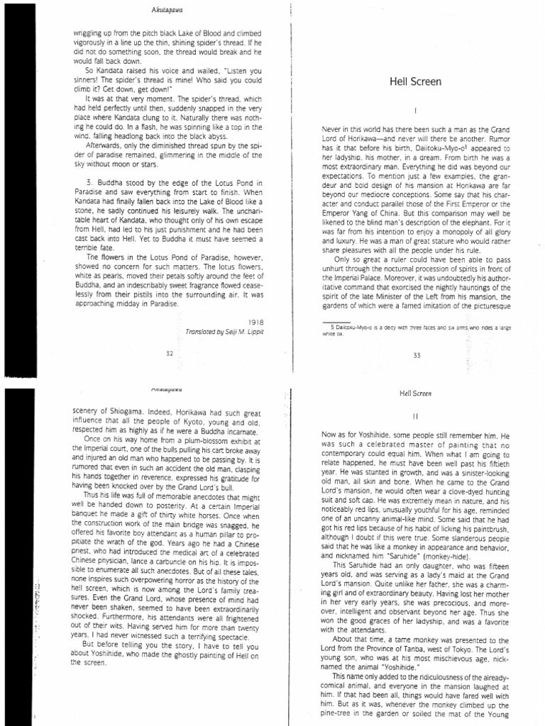 Akutagawa - Hell Screen | PDF