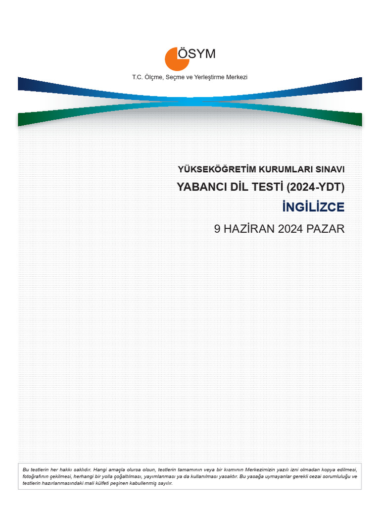 2024 YDT İngilizce Testi Detayları | PDF | Camelot | Creativity