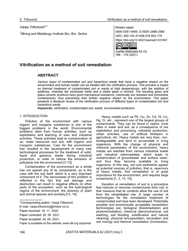 Vitrification as a Method of Soil Remediation | PDF | Glasses ...