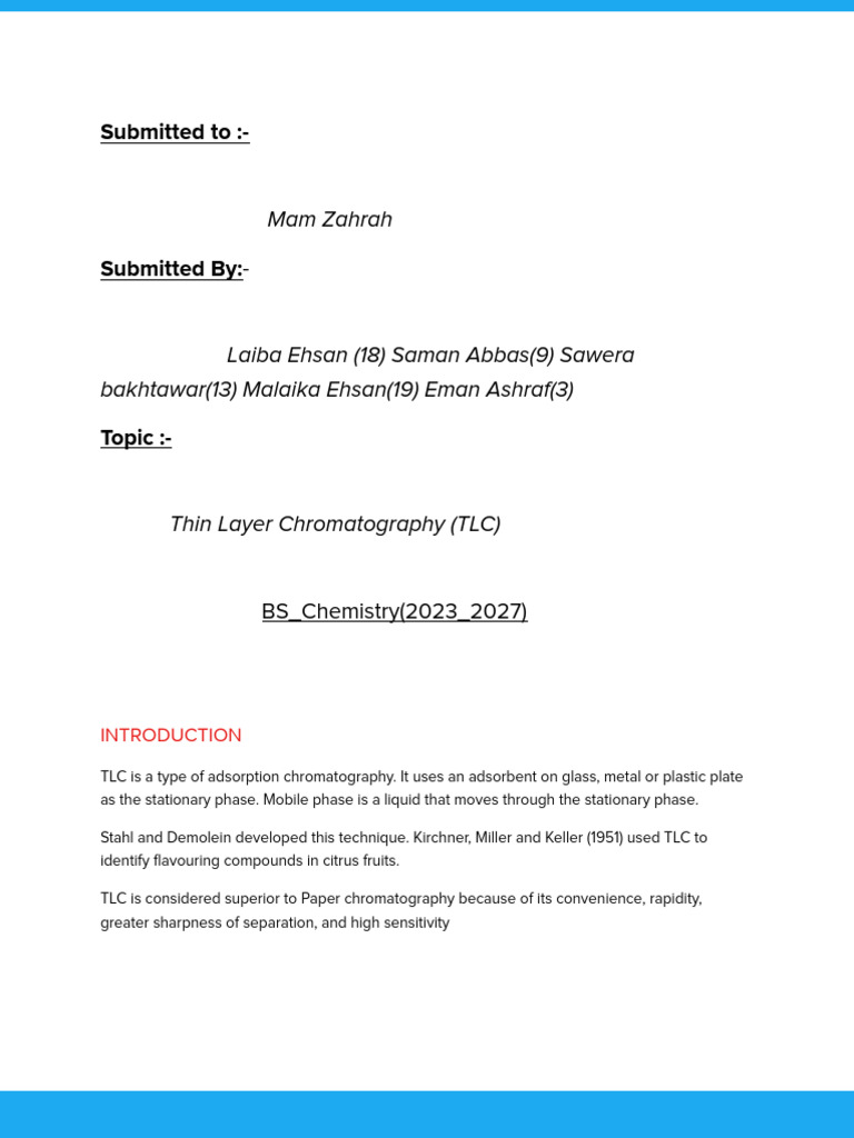 Thin layer chromatography detail notes | PDF | Thin Layer ...