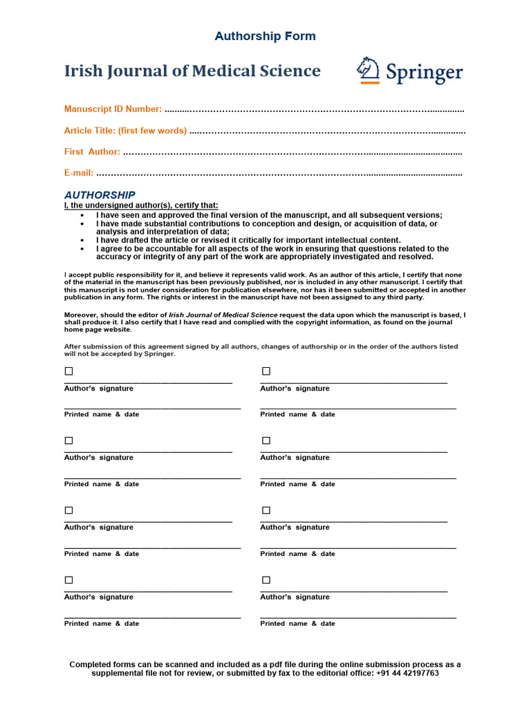 Authorship Certification Form for Journals | PDF | Author