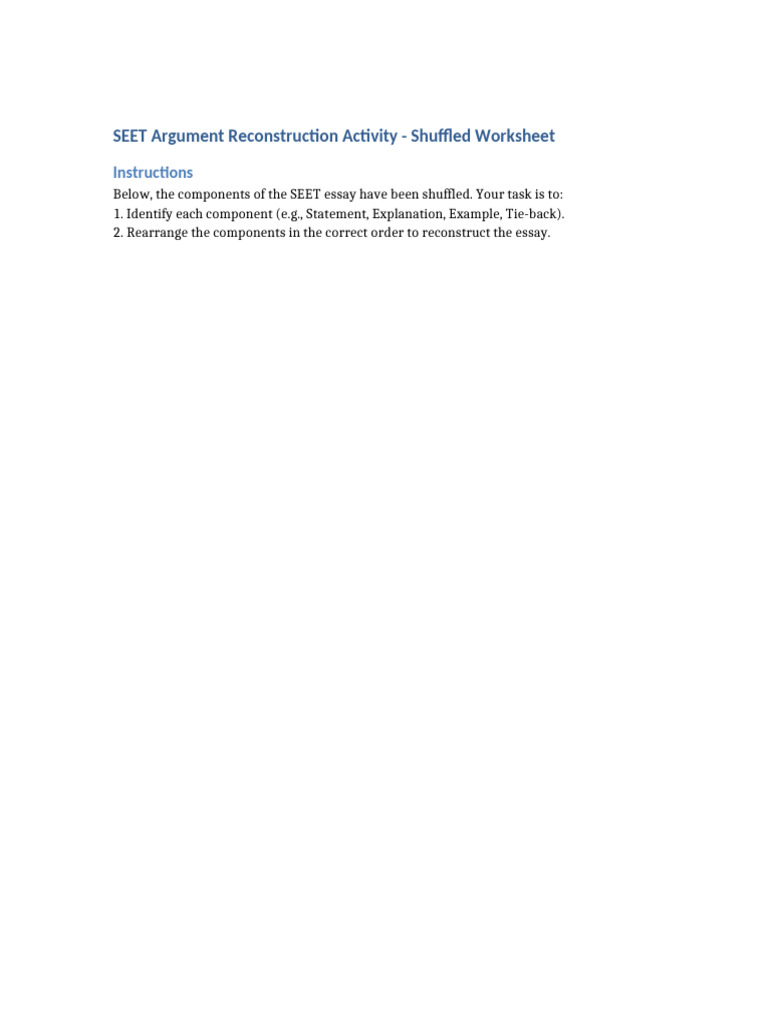 SEET_Argument_Reconstruction_Activity_Shuffled_Worksheet | PDF ...
