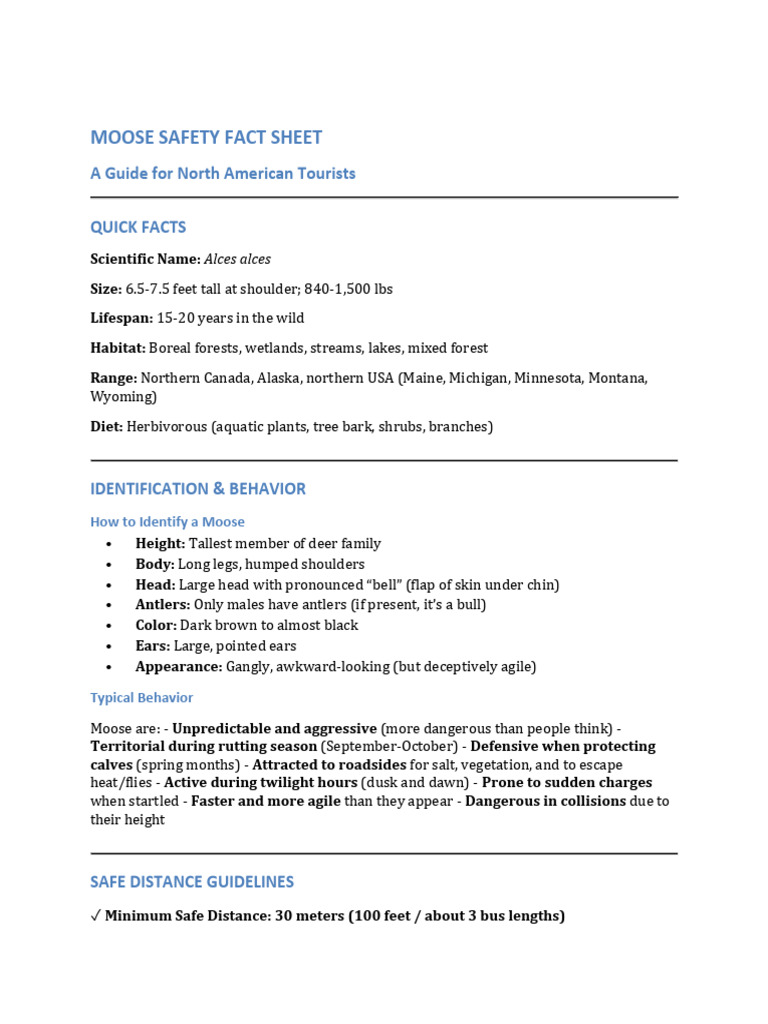 04-Moose-Fact-Sheet | PDF | Moose | Zoology