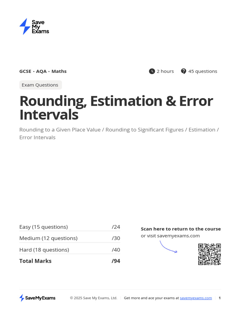 Rounding Estimation and Error Intervals NjSWbNTFtCQTbNx8 | PDF ...