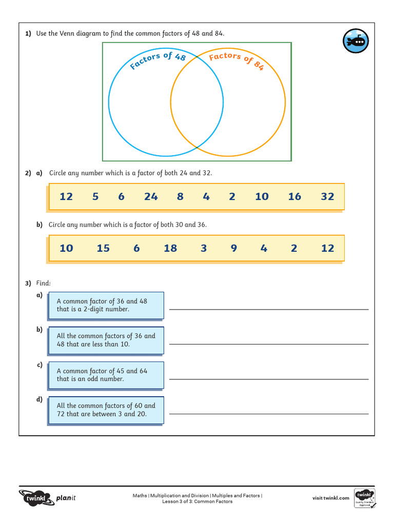 Diving Into Mastery Horizontal - Common Factors | PDF | Discrete ...