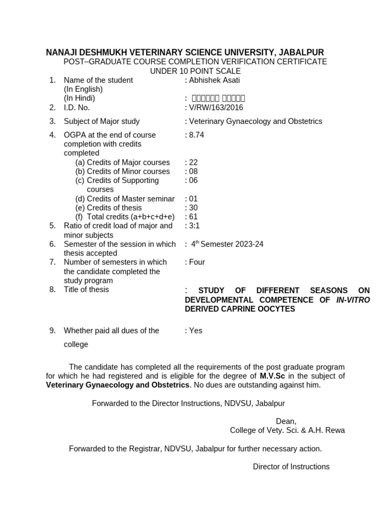 Post–Graduate Course Completion Verification Certificate-1 | PDF
