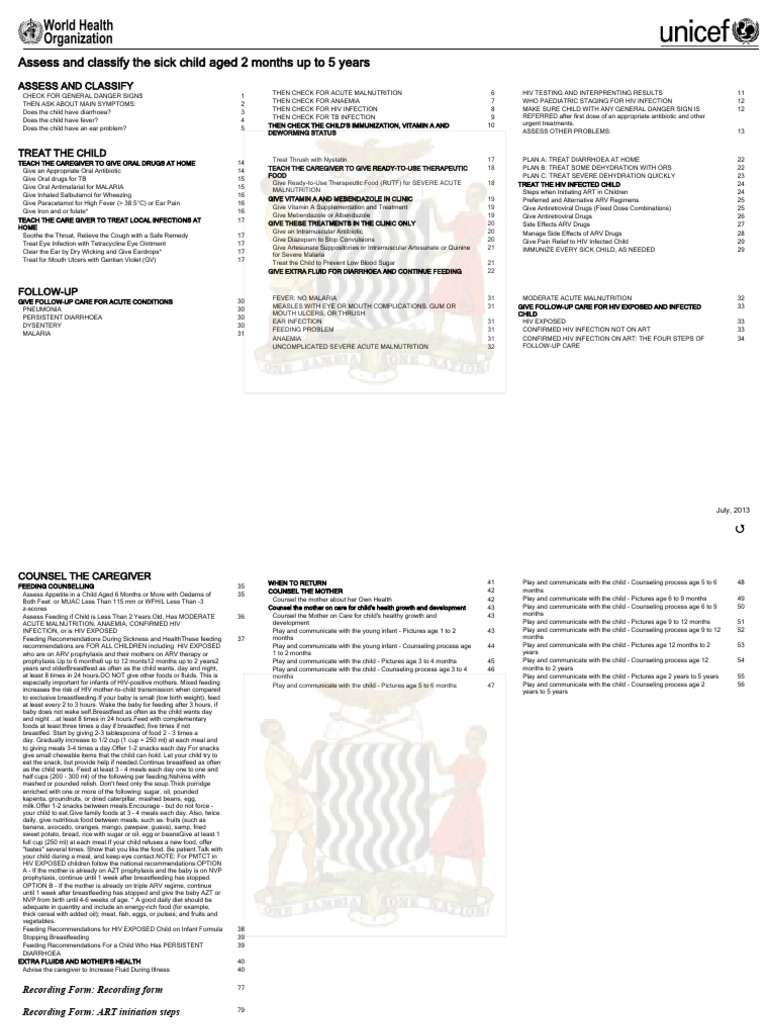 IMCI Chart Booklet June 2018 | PDF | Management Of Hiv/Aids | Breastfeeding