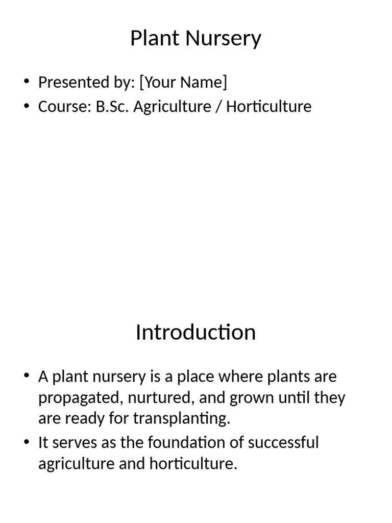 Plant Nursery PPT | PDF