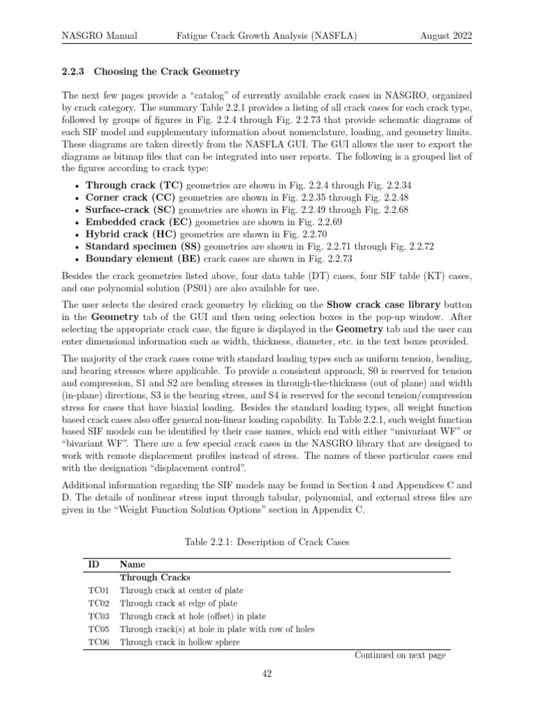 NASGRO Crack Geometry Selection Guide | PDF | Nondestructive Testing ...