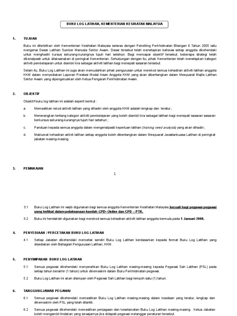 Buku Log Latihan KKM | PDF