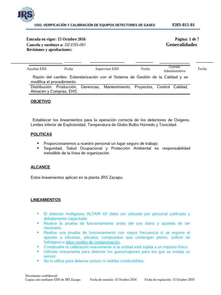 EHS-011-02 Uso, Verificacion y Calibracion de Equipos Detctores de Oxigeno Limite Inferior de ...