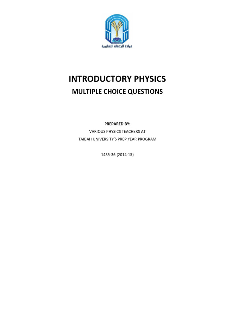 introduction In physics questions | PDF | Force | Weight