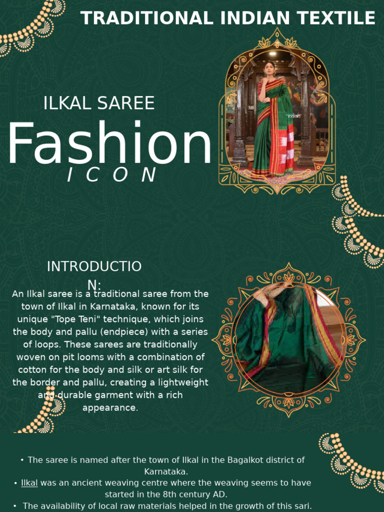 ILKAL SAREE-PRESENTATION | PDF | Textile Arts | Weaving