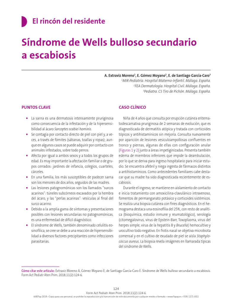 Síndrome de Wells por escabiosis en pediatría | PDF | Inmunología ...